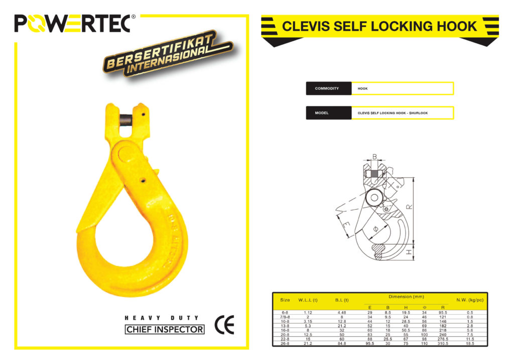 Clevis Self Locking Hook - Powertec