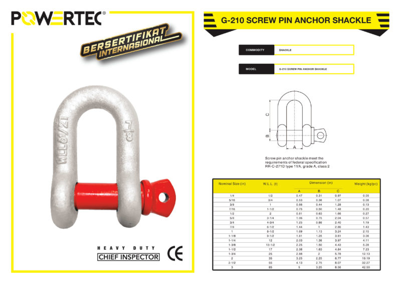 Powertec Jual Shackle D G-210 Dengan Screw Pin Anchor Harga Murah