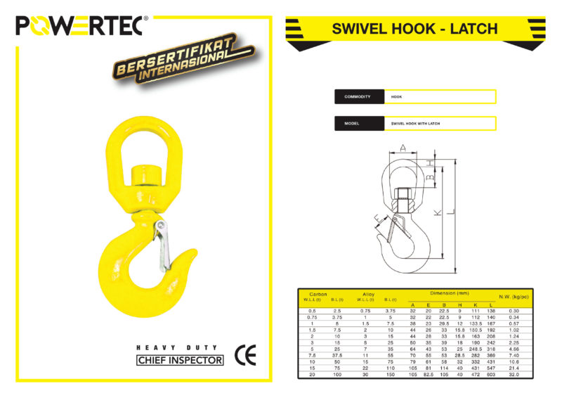 Powertec Jual Swivel Hook With Latch atau Pengaman Beban