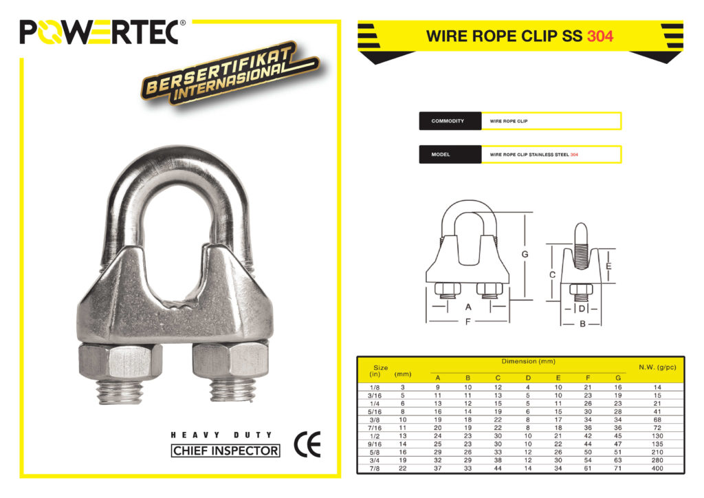 Stainless Steel 304 Wire Rope Clip - Powertec